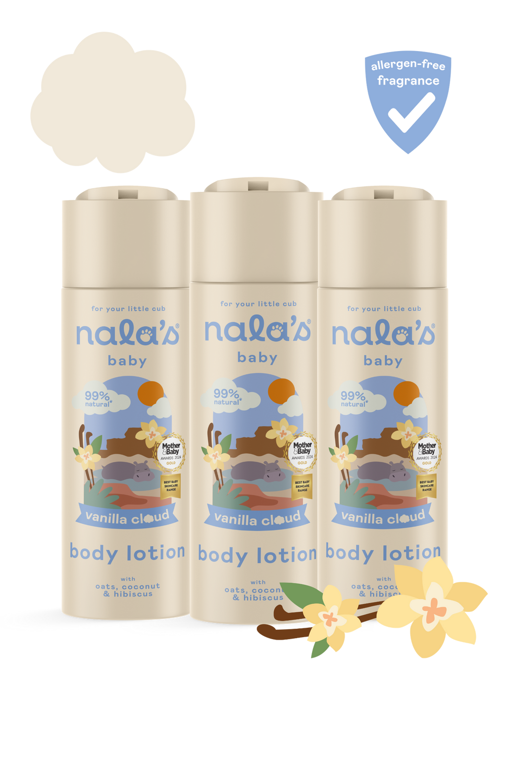 Nala's Baby Vanilla Cloud Body Lotion With Allergen-Free Fragrance